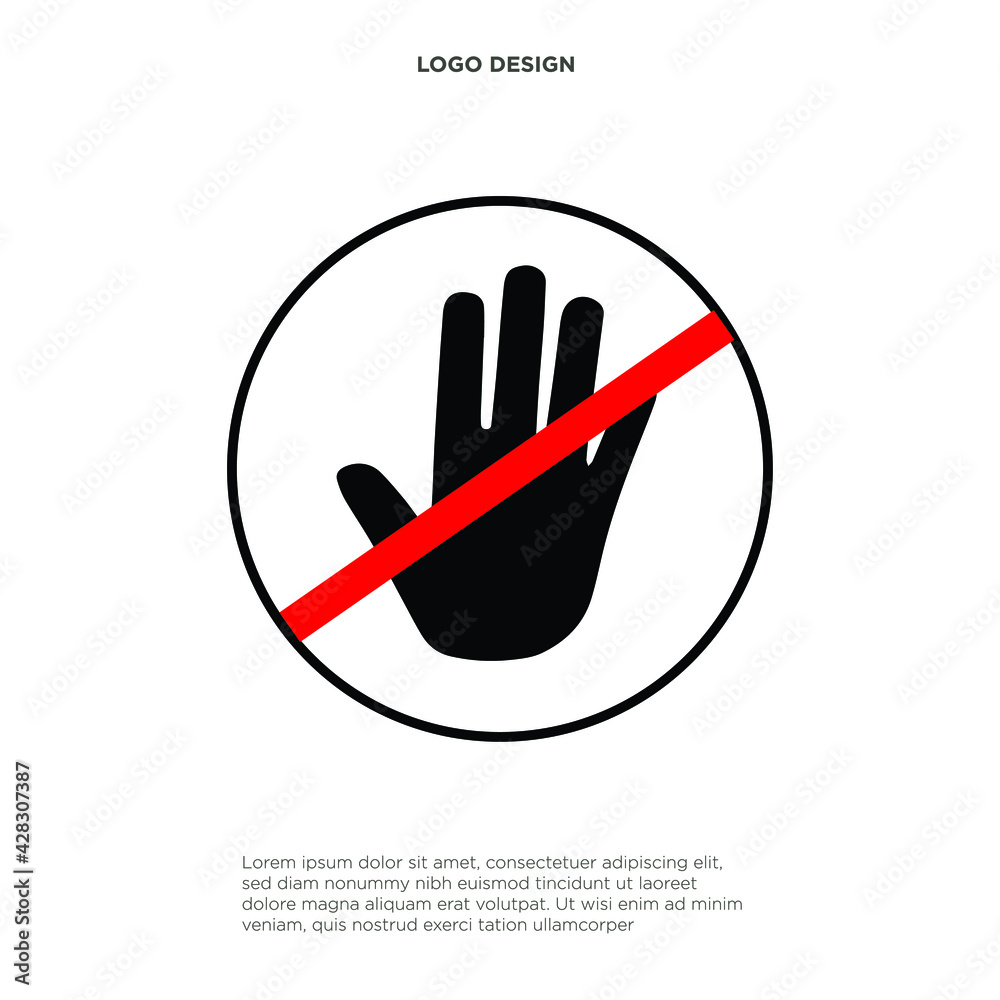 Hand forbidden sign, no entry, do not touch, dont push, off limits ...