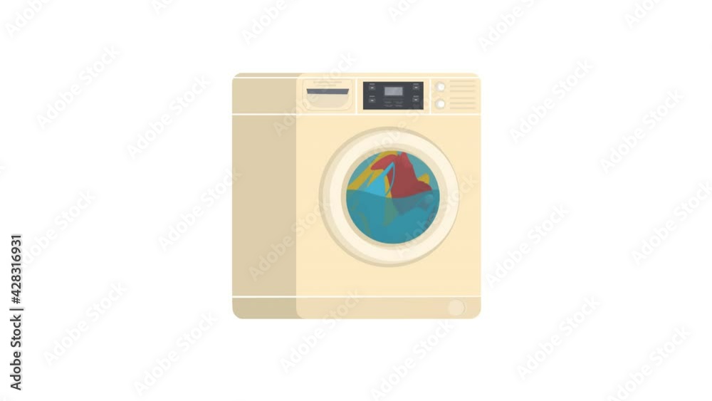 Washing machine. Animation of washing clothes, the alpha channel is ...