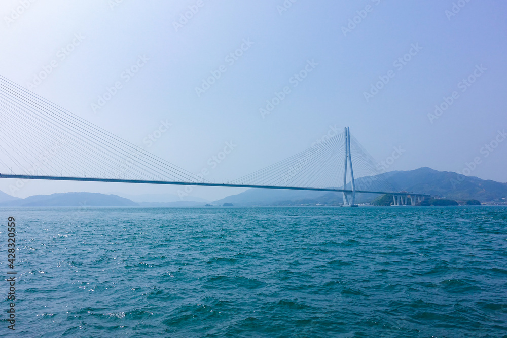 Tatara ohashi bridge view from Setoda Sunset beach at Ikuchi island in ...