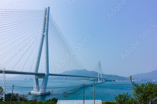 Tatara ohashi bridge view from Setoda Sunset beach at Ikuchi island in ...