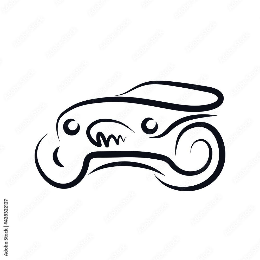 Car logo icon sign Face with eyes mouth symbol emblem Hand drawn ...