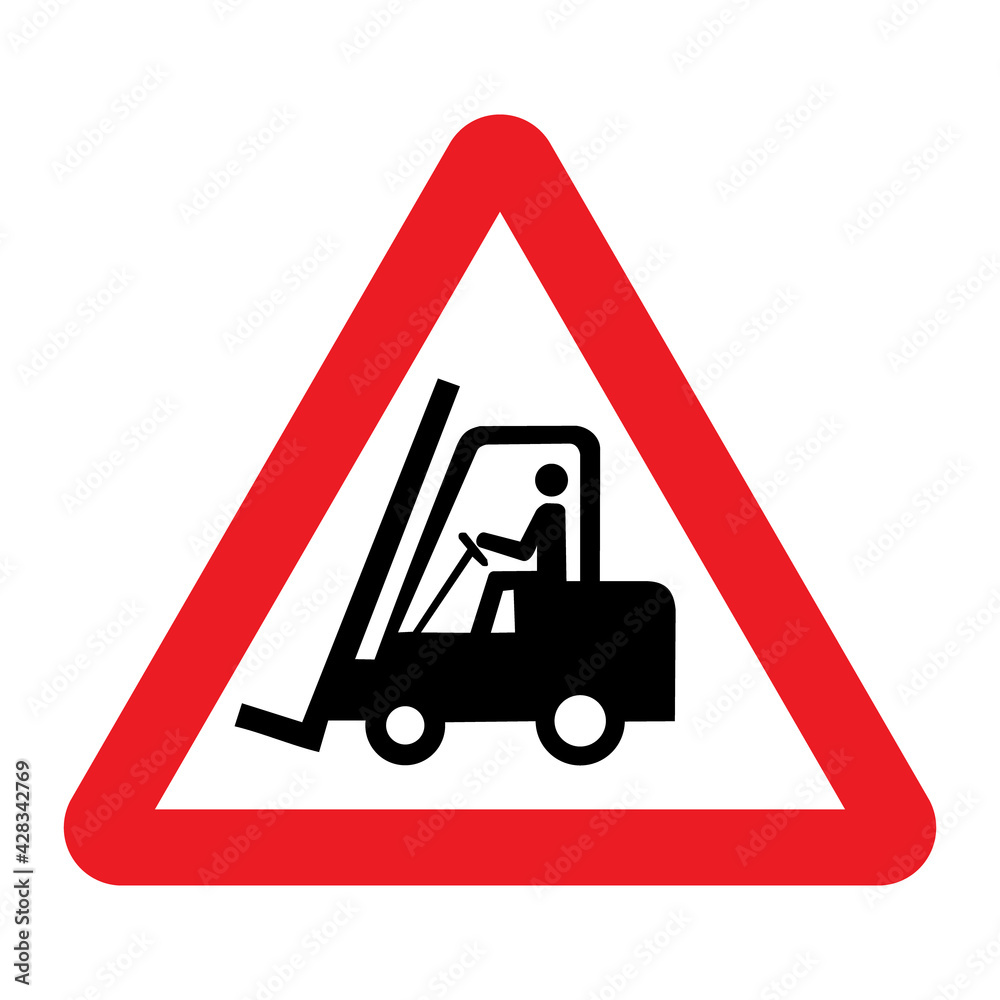 Forklift trucks and other industrial vehicles sign. Vector illustration ...