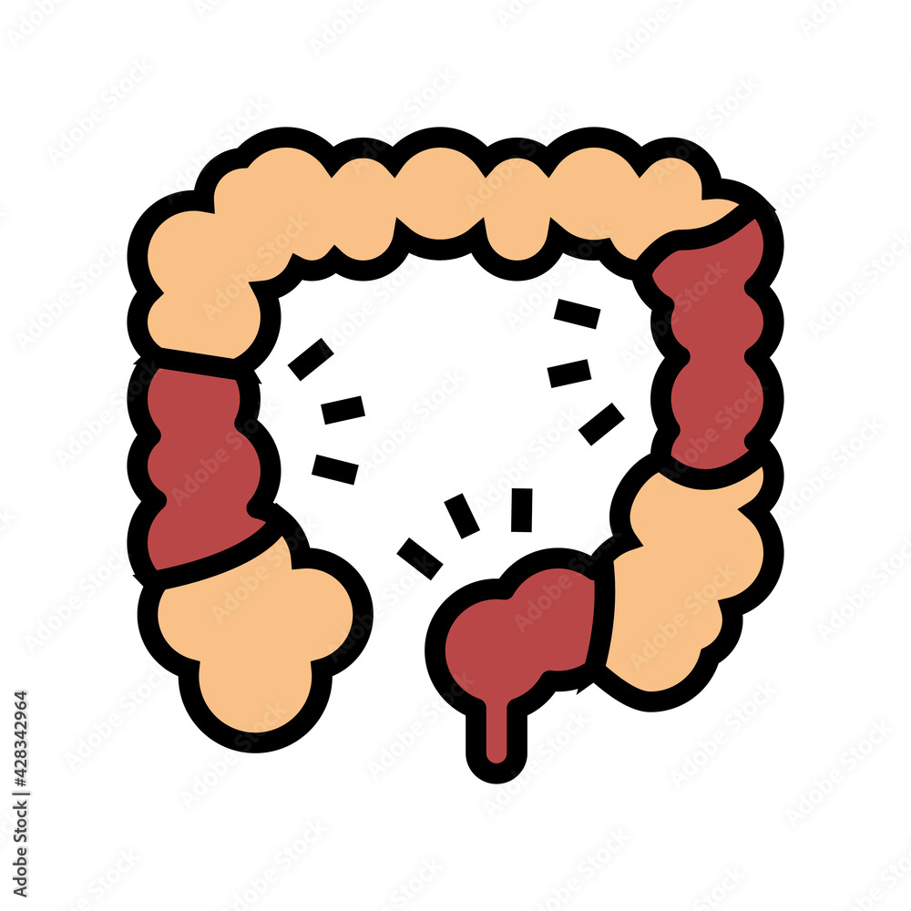 colitis disease color icon vector. colitis disease sign. isolated ...