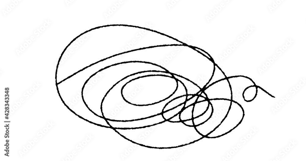 Animation black hand drawn tangle with scrawl, scribble, circles ...