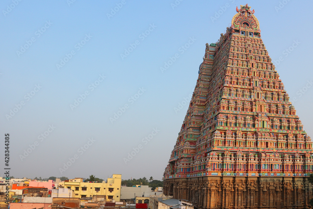 Raaja Gopuram - The main gate of Srirangam. Dravidian architecture of ...