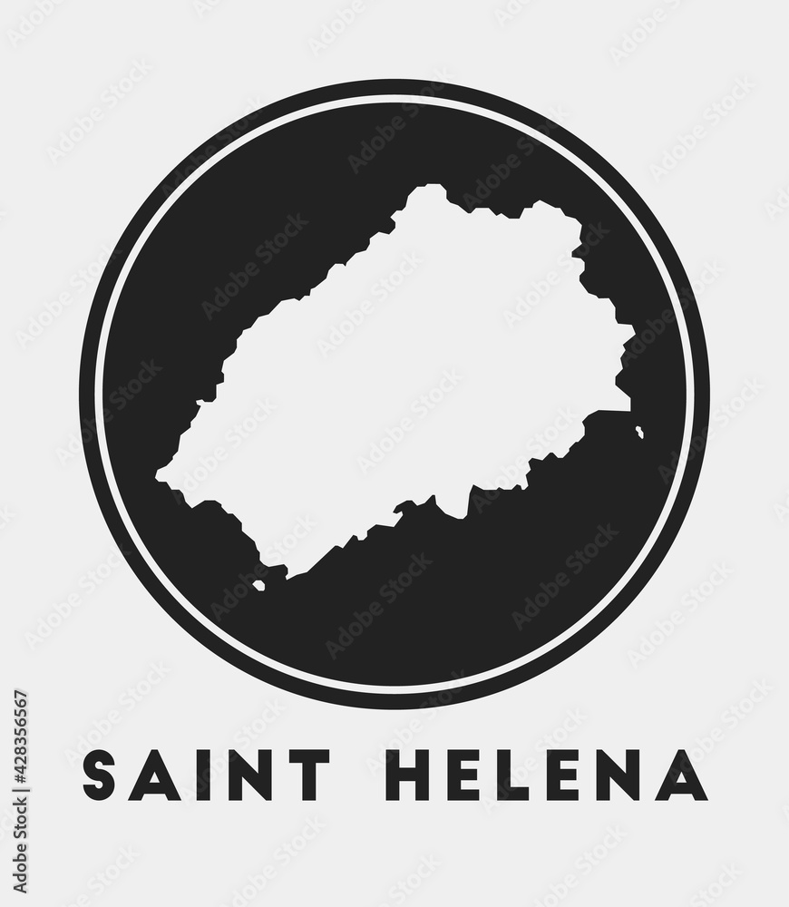 Saint Helena icon. Round logo with island map and title. Stylish Saint ...