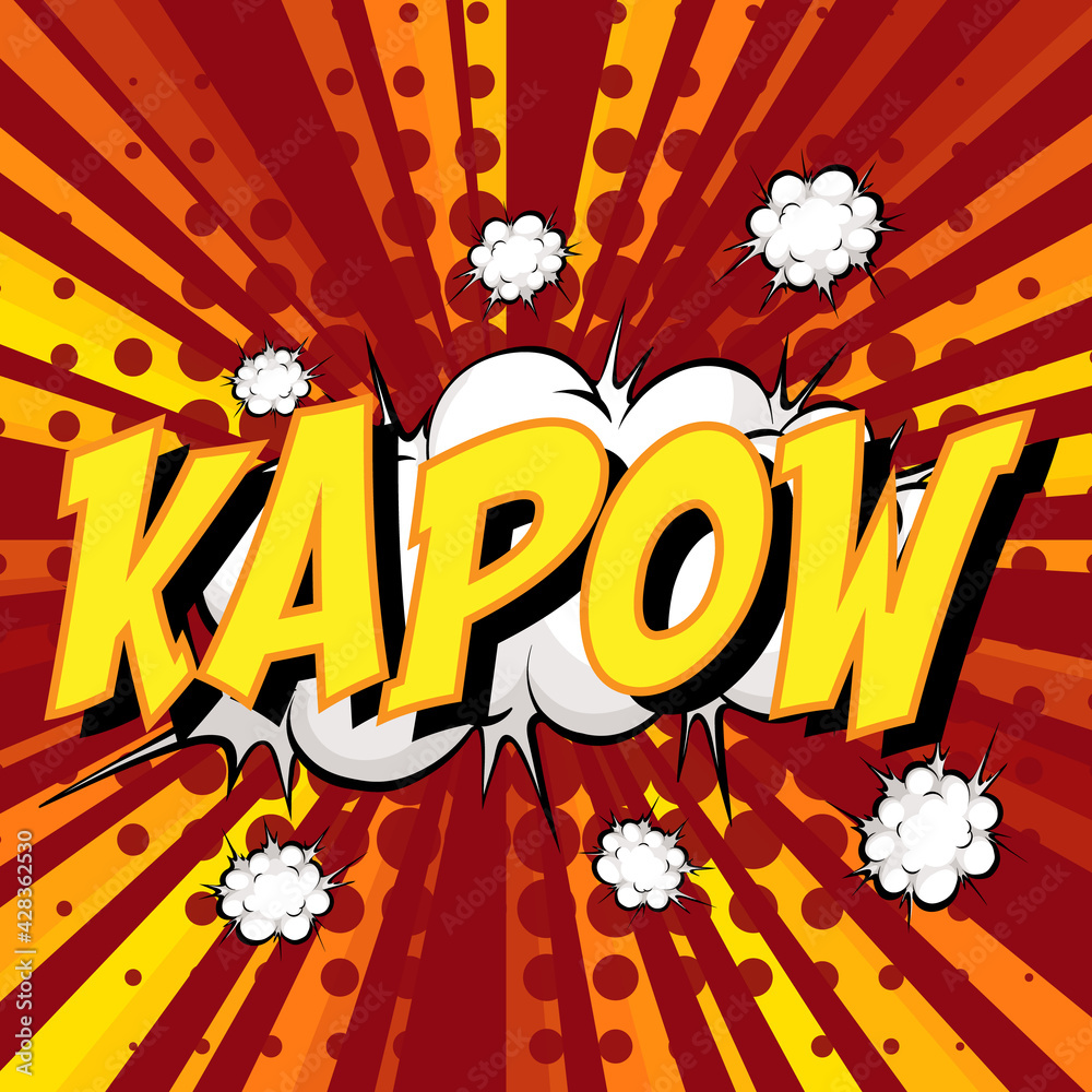 KAPOW wording comic speech bubble on burst Stock Vector | Adobe Stock