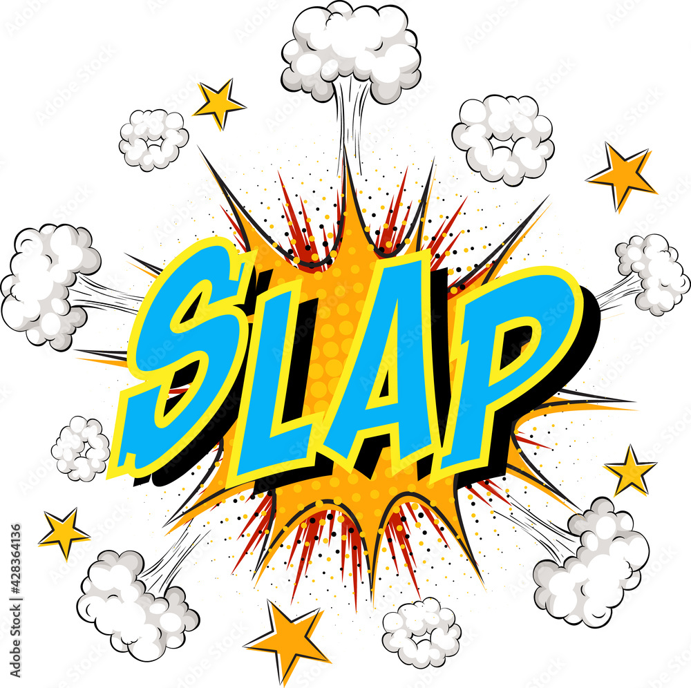 Word Slap on comic cloud explosion background Stock Vector | Adobe Stock