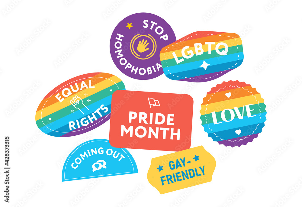 LGBTQ Stickers Collection Vector. Pride month. Pride flag. Gay parade ...