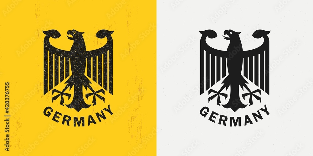 Set of color illustrations of an eagle, text on a background with a ...