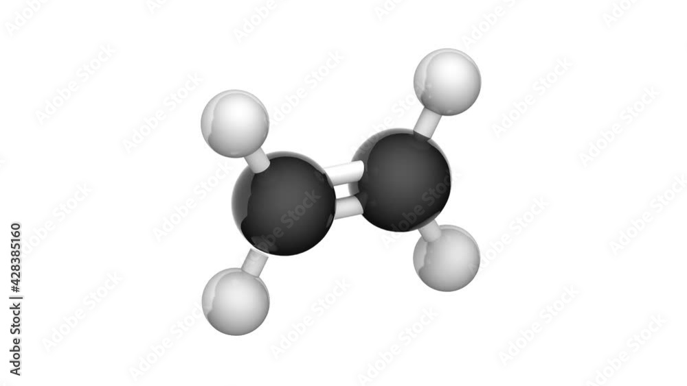 Structural chemical formula and molecular structure of Ethylene (C2H4 ...
