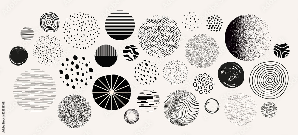 Set of hand drawn doodle circles, textures for your design. Stock ...
