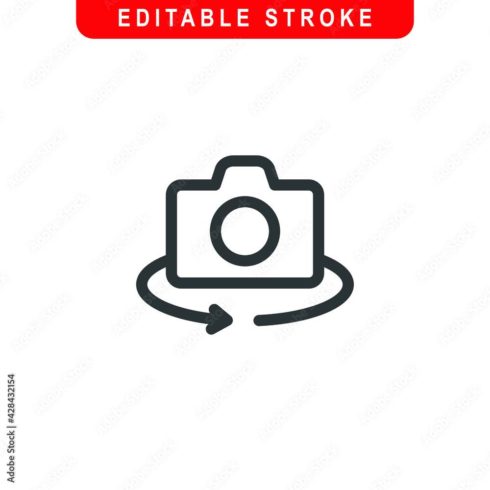 Rotate Camera Outline Icon. Switch Camera Line Art Logo. Vector ...