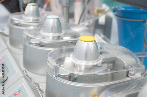 Heart lung machine for heart surgery in operating room. Roller pumps of ...