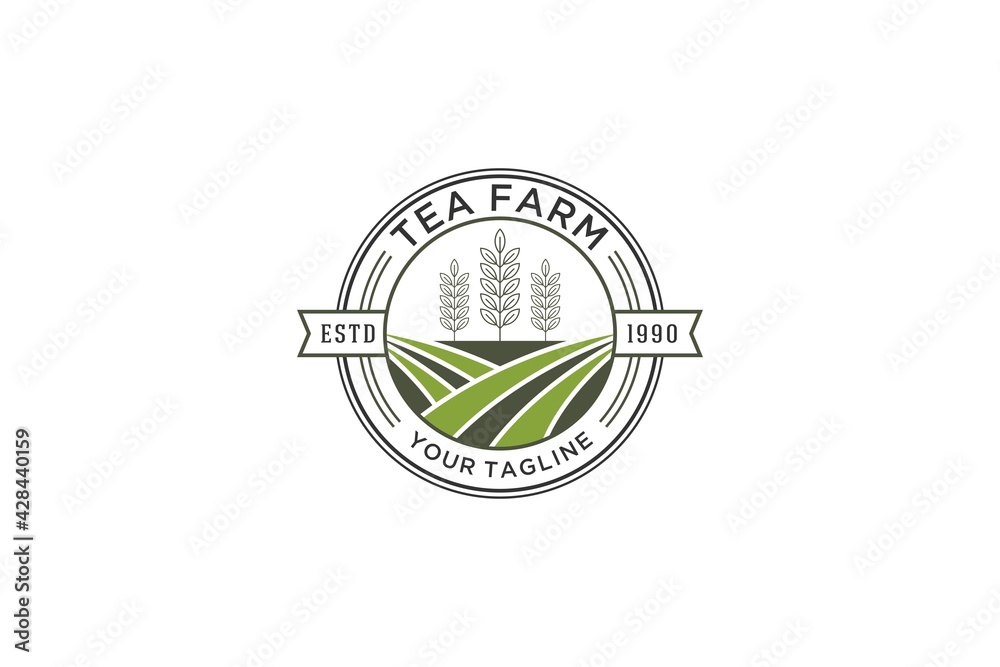 tea plantation logo with the addition of tea leaves that still have a ...