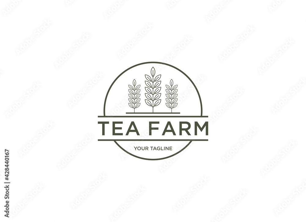 tea plantation logo with the addition of tea leaves that still have a ...