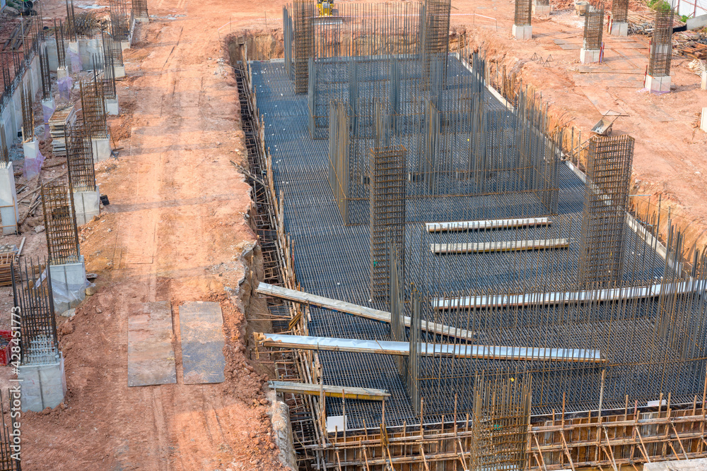 Top view of the construction site under construction Basement ...