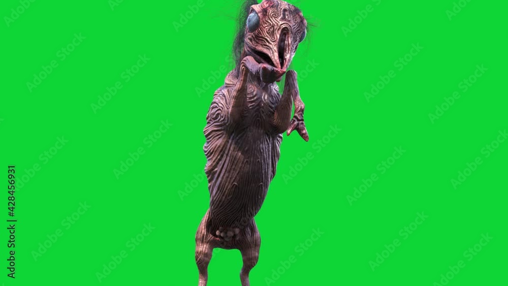 Quadrupedal Monster Green Screen Attacks Front SCP Big Charlie 3D ...