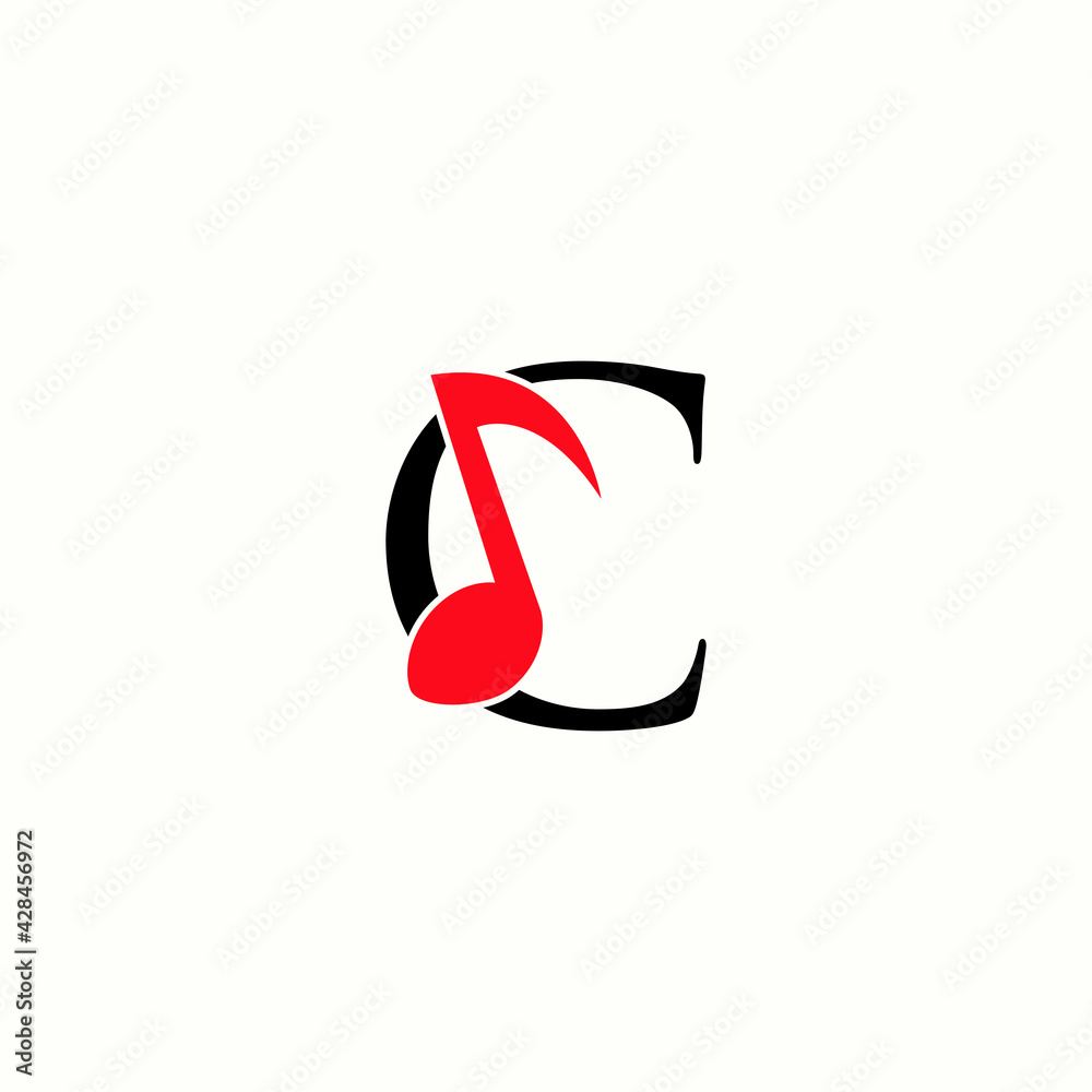 logo letter c with icon note music vector design Stock Vector | Adobe Stock