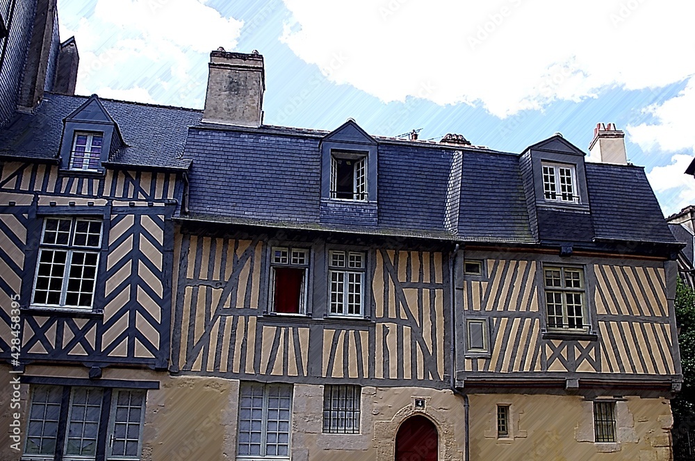 Les maisons à pans de bois à Rennes Stock Photo | Adobe Stock