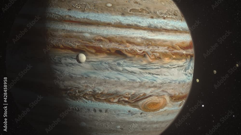 Planet Jupiter Animated Background Space Universe Moons 3D Rendering ...