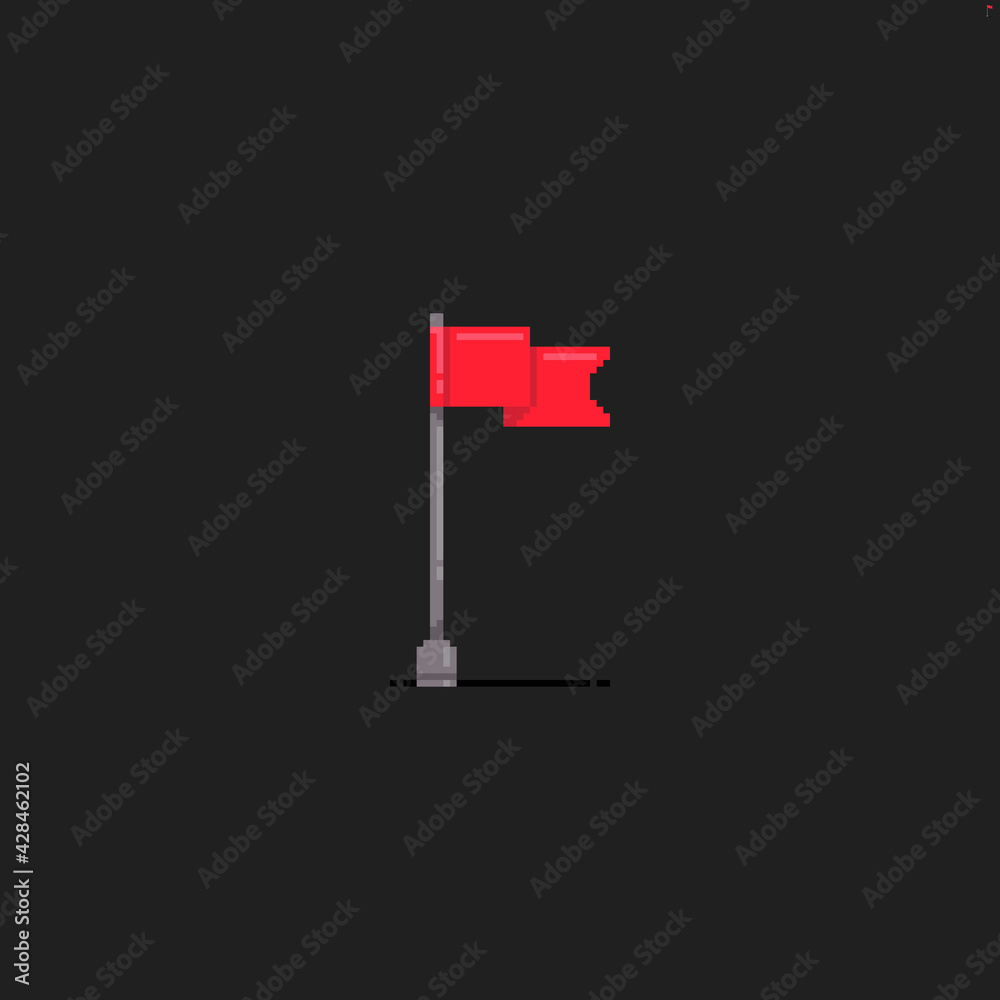 Pixel art red flag isolated on dark background Stock Vector | Adobe Stock