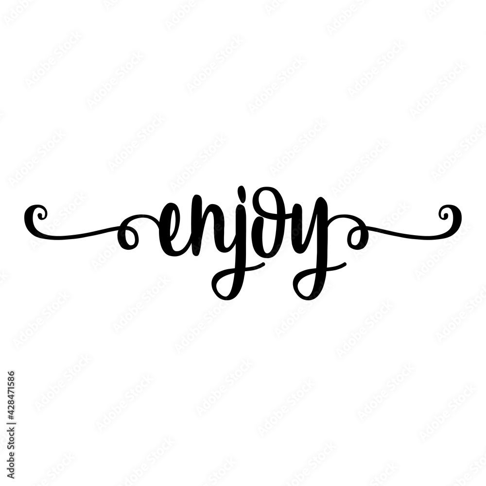 Banner con texto manuscrito enjoy escrito a mano con florituras en ...