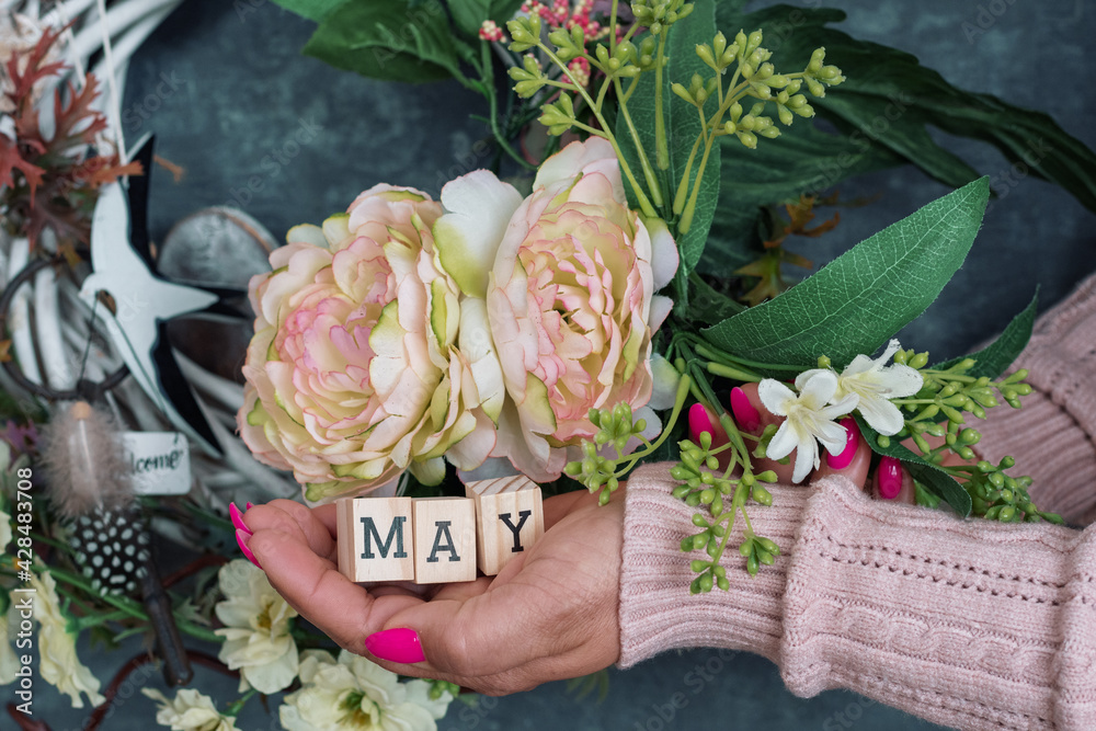 Hello May handwritten calligraphy lettering text. Spring month vector ...