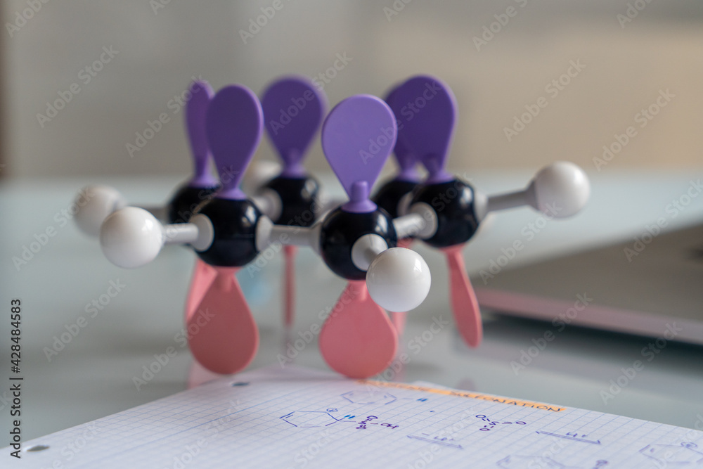Molecular model of Benzene on chemical notes Stock Photo | Adobe Stock