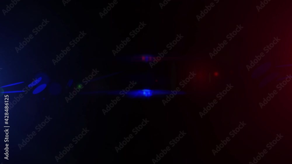 Red and Blue Lights Police Beacon isolated on a black background. Light ...