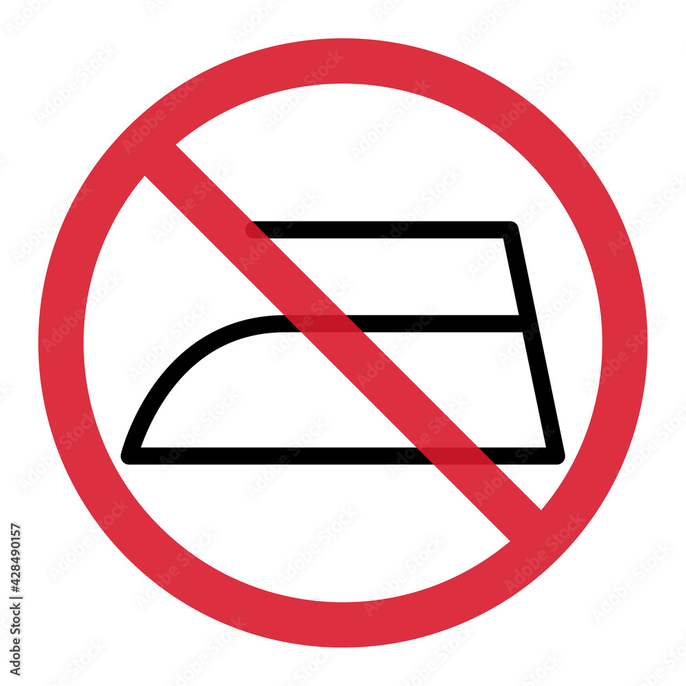 Don´t iron flat icon in red circle isolated on white background. No ...