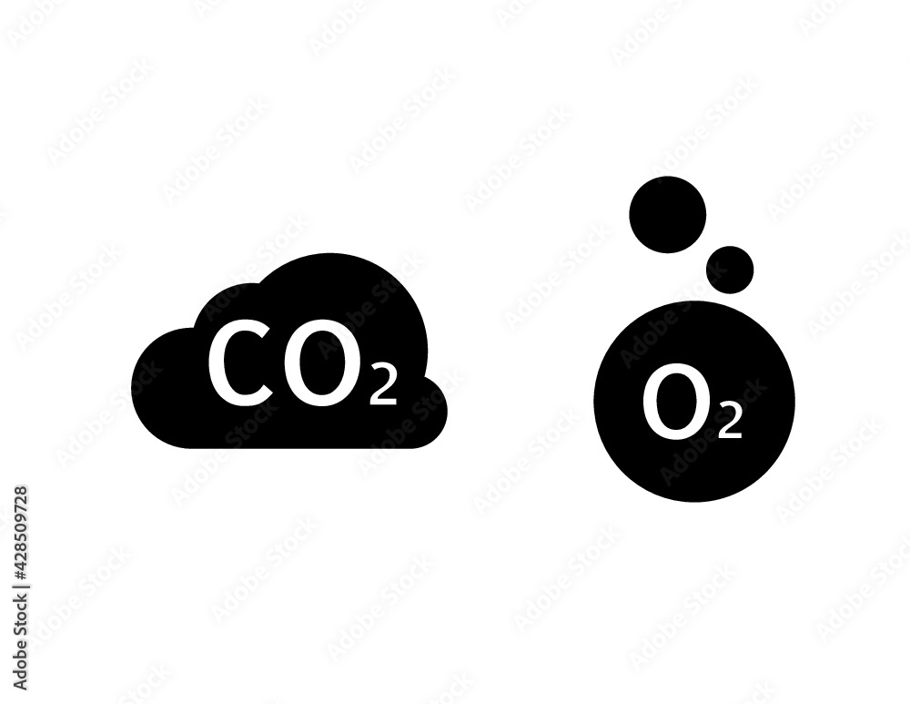 Icono nube de CO2. Icono O2 liquido Stock Vector | Adobe Stock