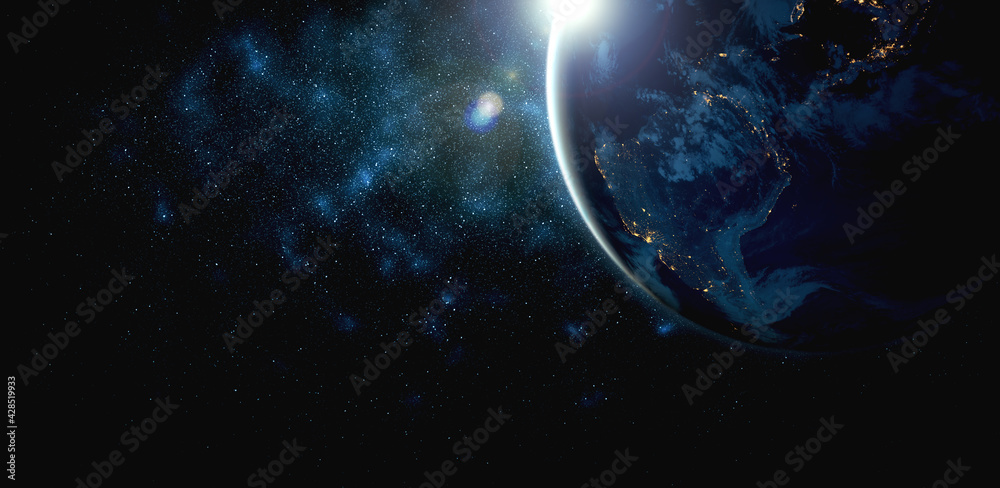 Planet earth globe view from space showing realistic earth surface and ...