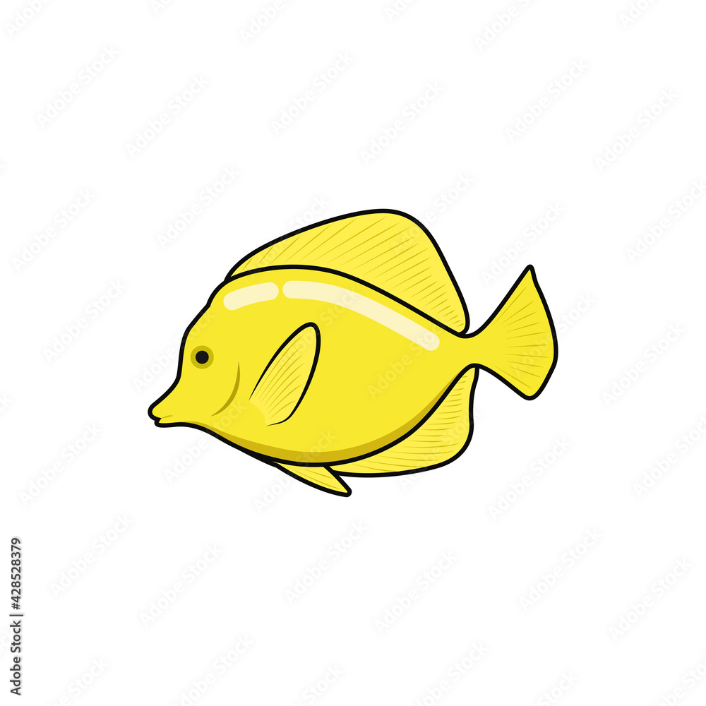 Doodle illustration yellow tang fish vector graphics Stock Vector ...