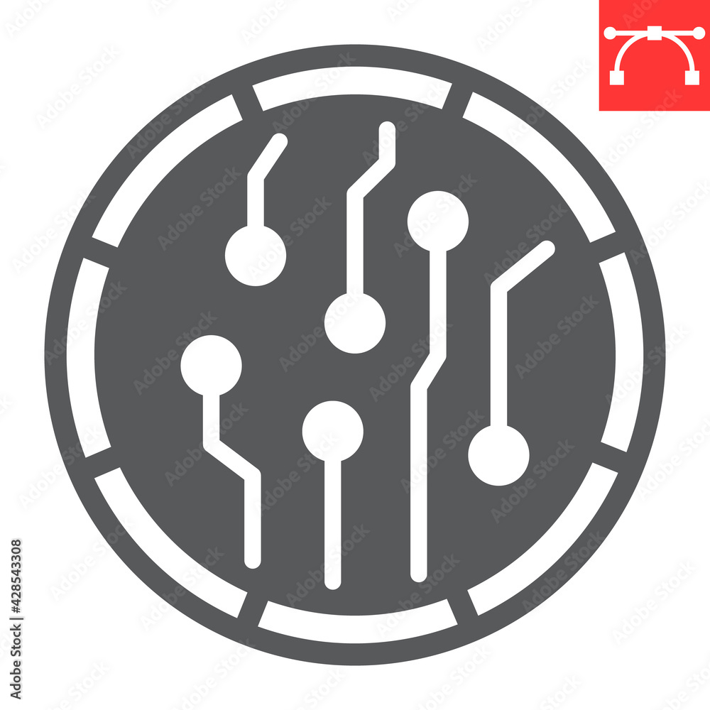 Crypto coin glyph icon, unique token and blockchain, non fungible token ...