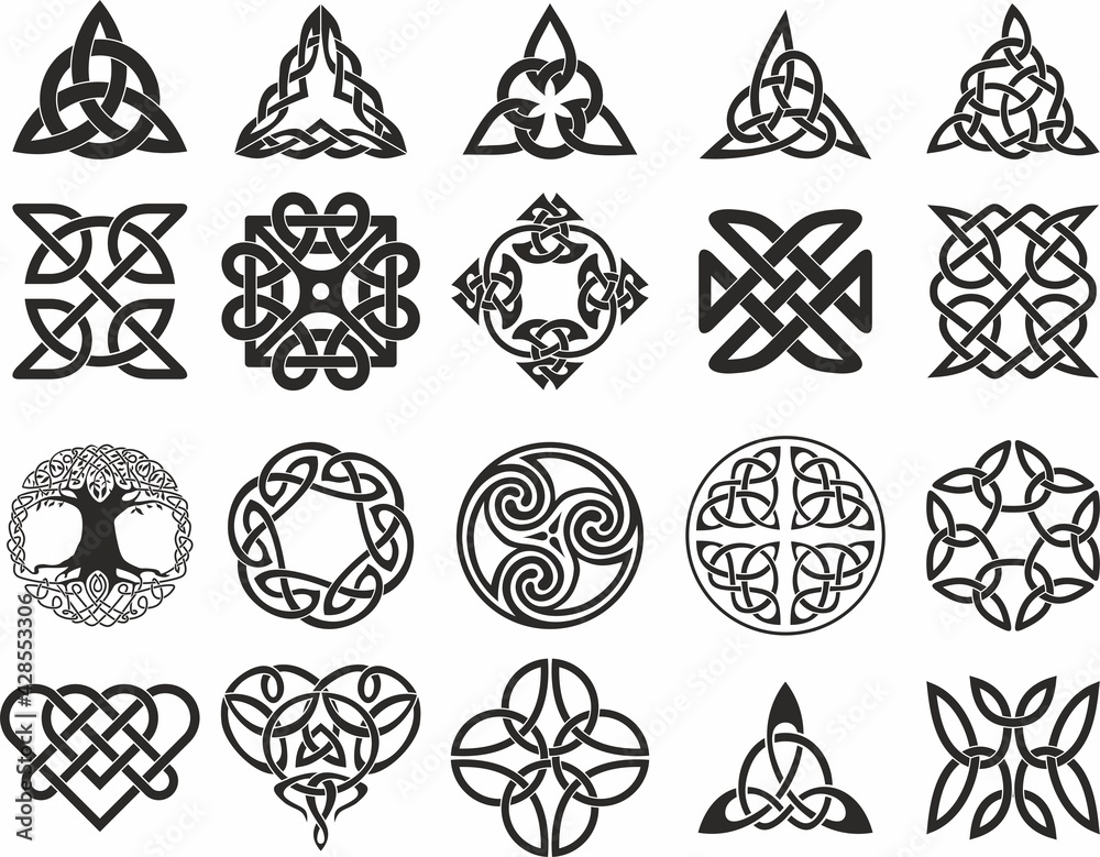 Vector set Keltische symbolen en tekens. Voor tatoeëren, zandstralen ...