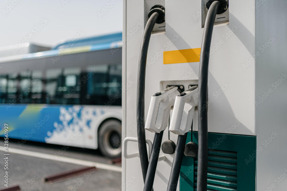 bus in charging station Stock Photo | Adobe Stock
