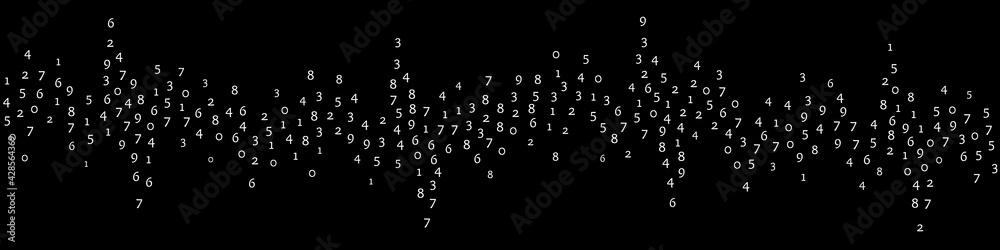 Falling numbers, big data concept. Binary white orderly flying digits ...