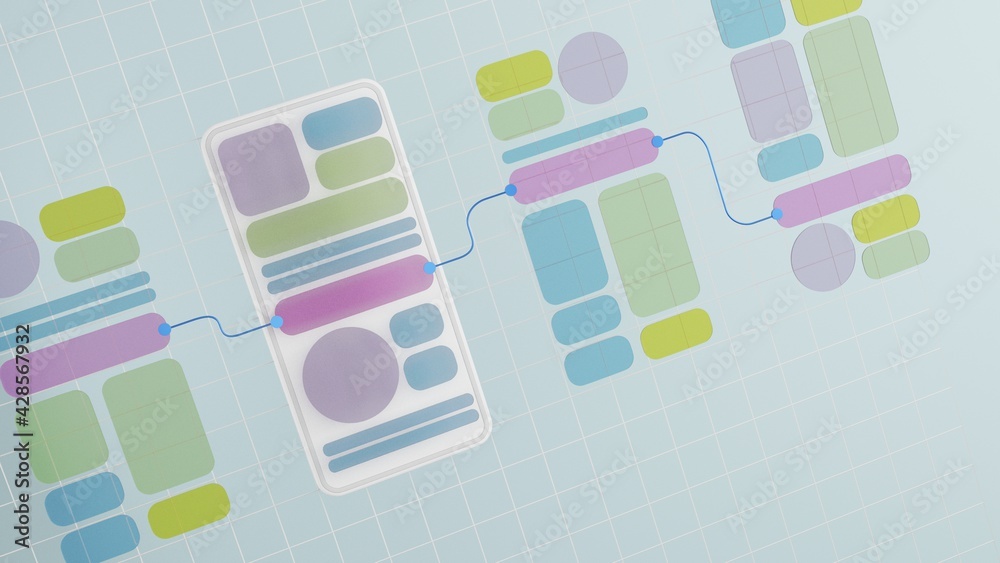 UX UI flowchart connection node graphic designer creative planning ...