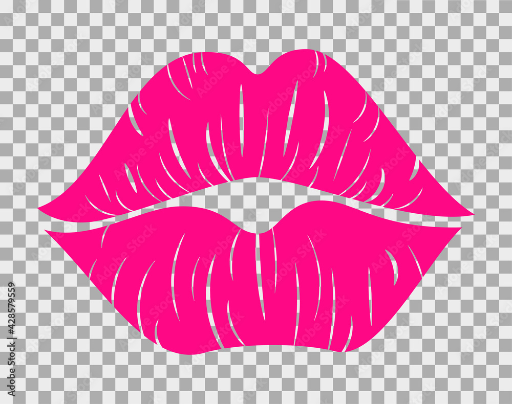 Kissing pink lips on a transparent background for poster or banner ...