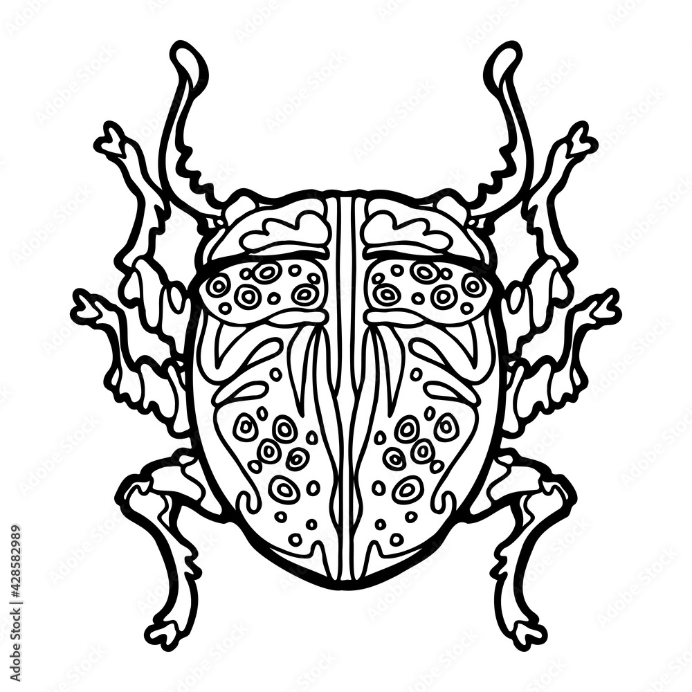 Abstract beetle line drawing.Coloring page Vector illustration for ...