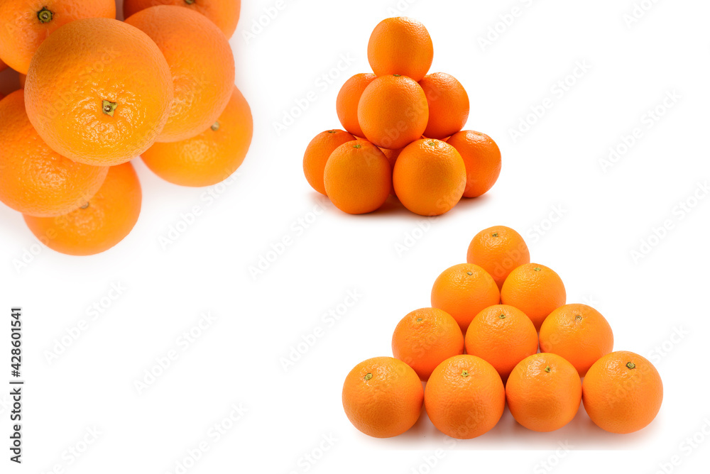 Pyramid of Oranges isolated on white background. Stock Photo | Adobe Stock