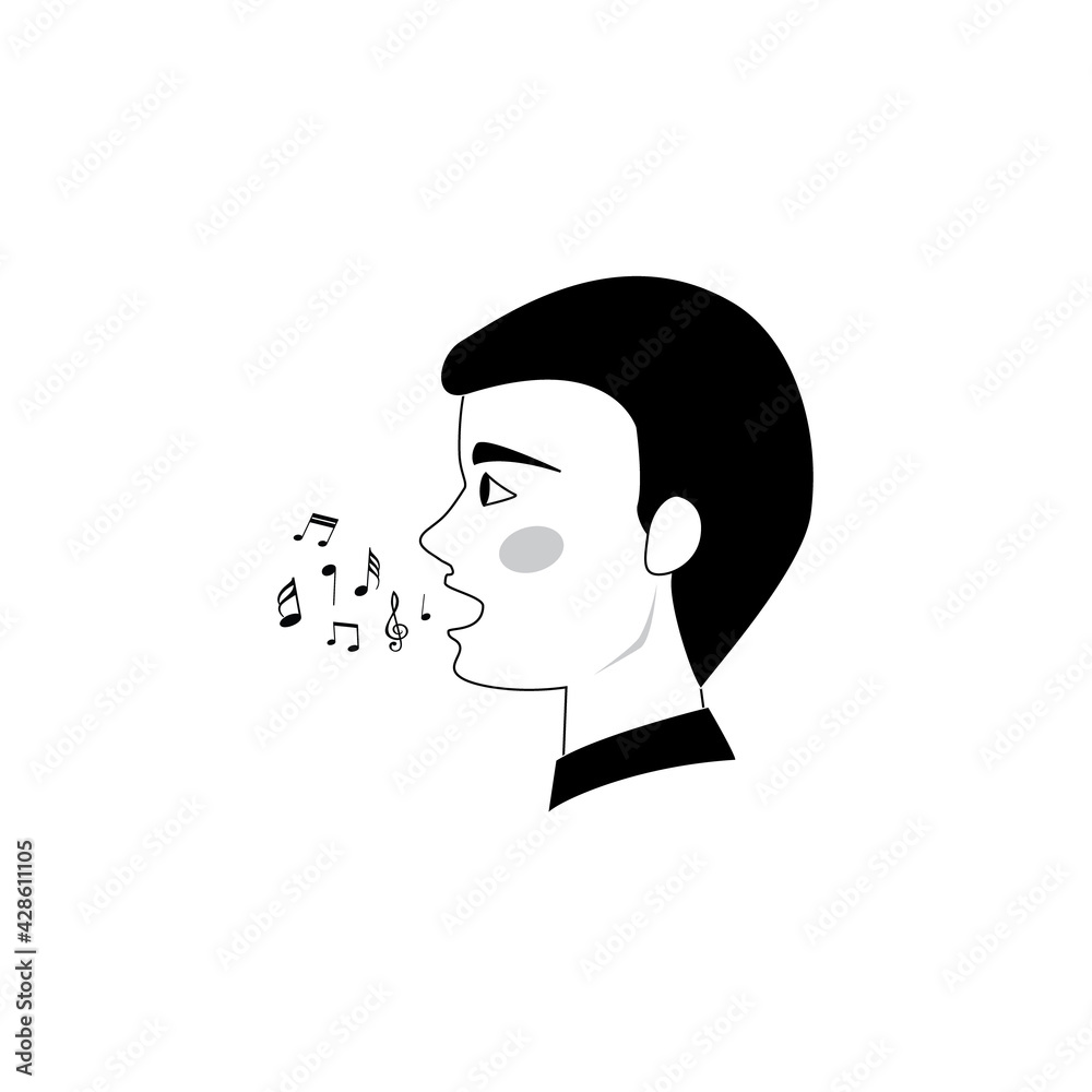 man singing vector on white background. symbol or vector of male head ...