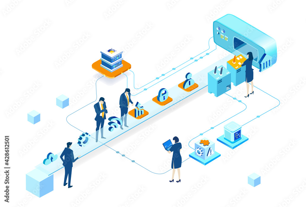 Isometric 3D business environment. Isometric factory environment ...