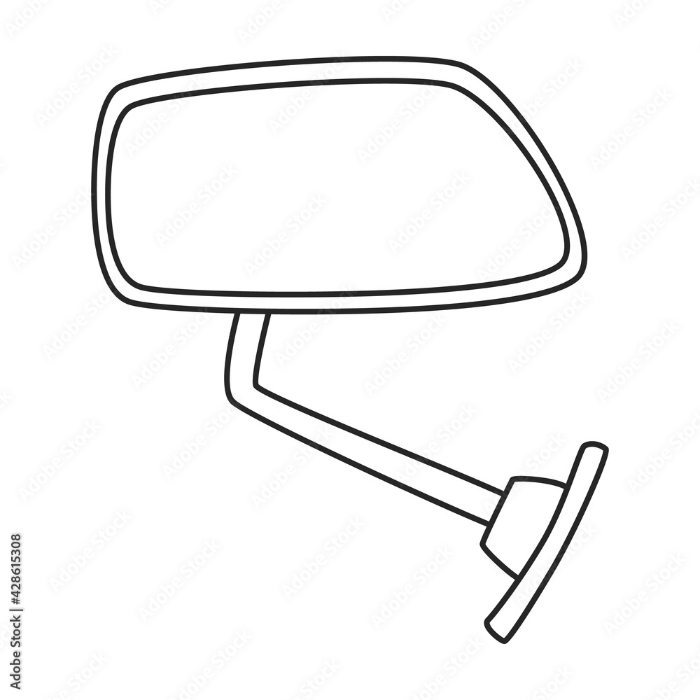 Mirror side car vector outline icon. Vector illustration mirror side ...
