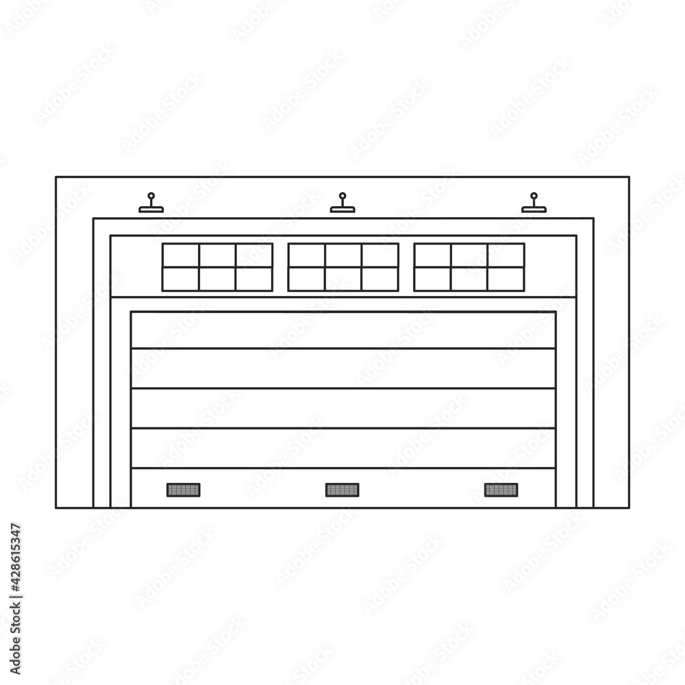 Door garage vector outline icon. Vector illustration gate house on ...