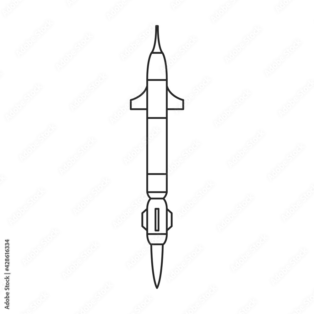 Missile ballistic vector outline icon. Vector illustration rocket ...