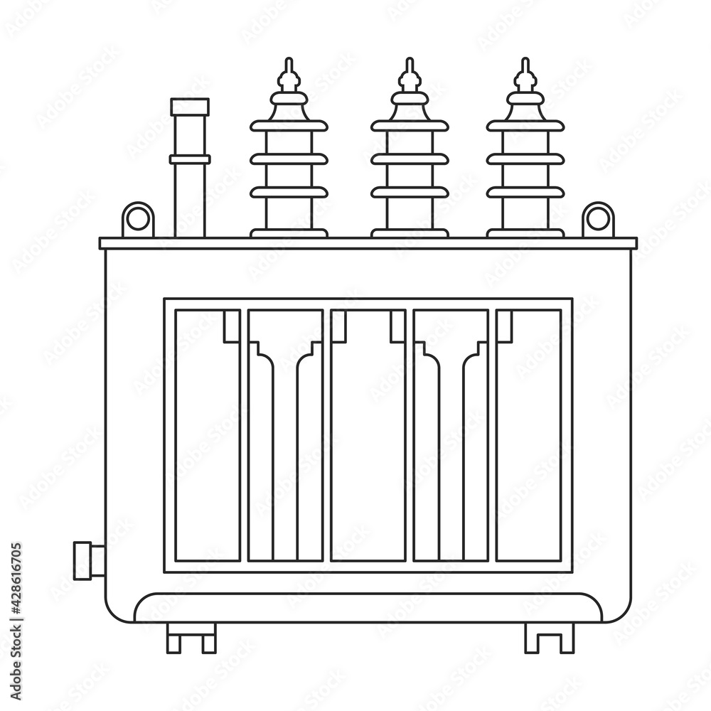 Transformer electric vector outline icon. Vector illustration elctric ...