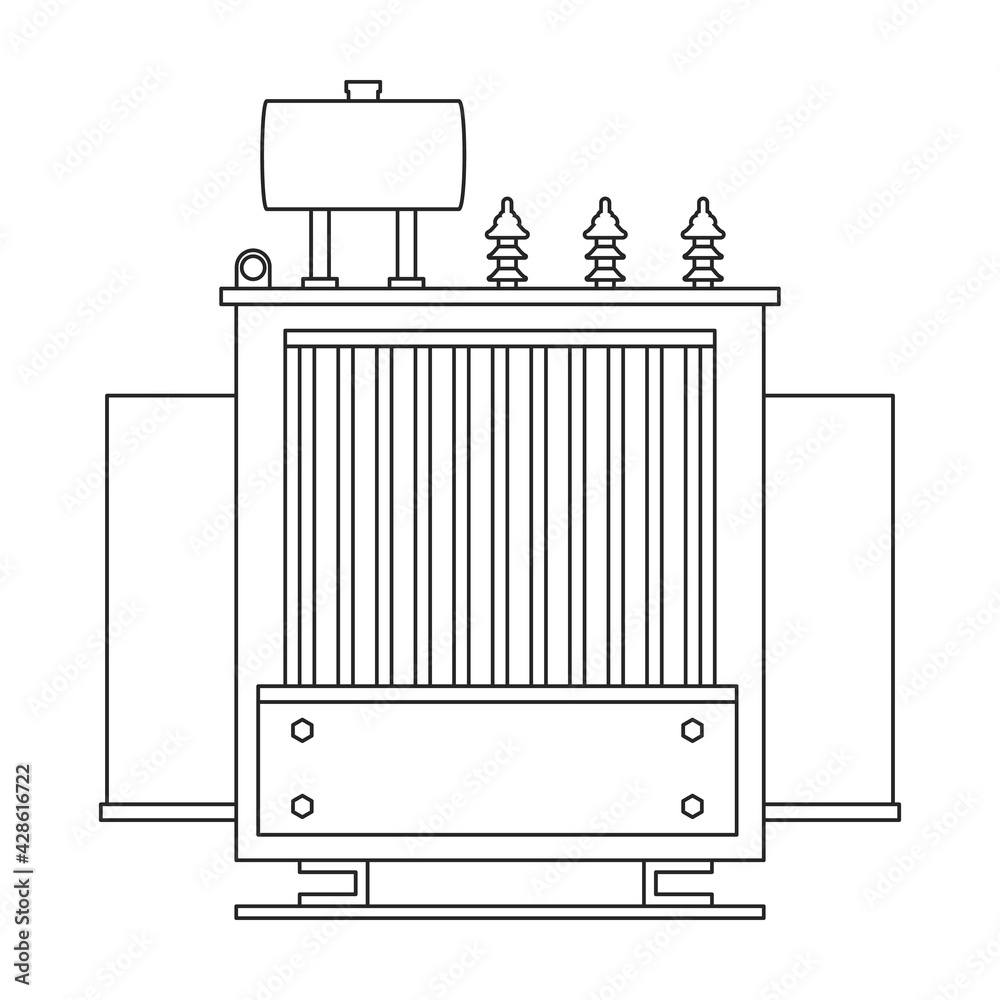 Transformer electric vector outline icon. Vector illustration elctric ...