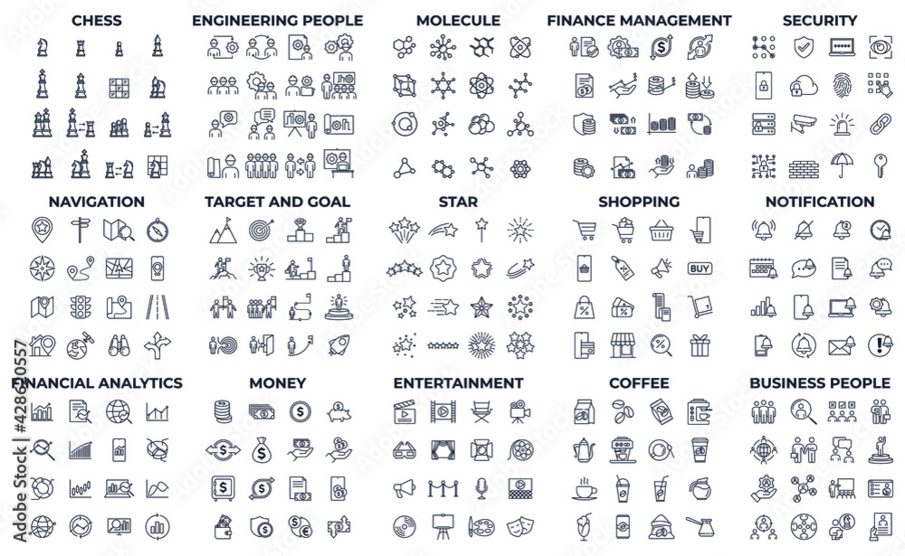 240 modern thin line icons. High quality pictograms. Linear icons set ...